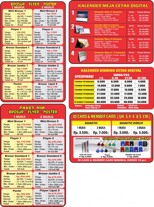 DAFTAR HARGA PAKET / Print Shop Jogja